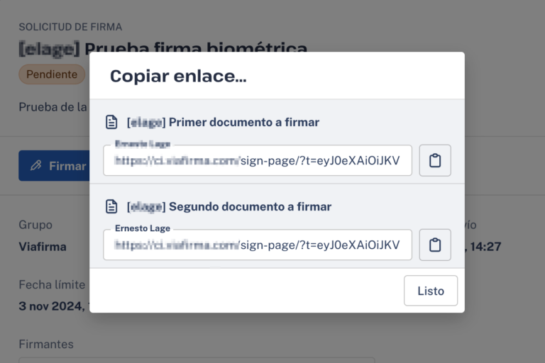 Copy link from a signature request - Viafirma
